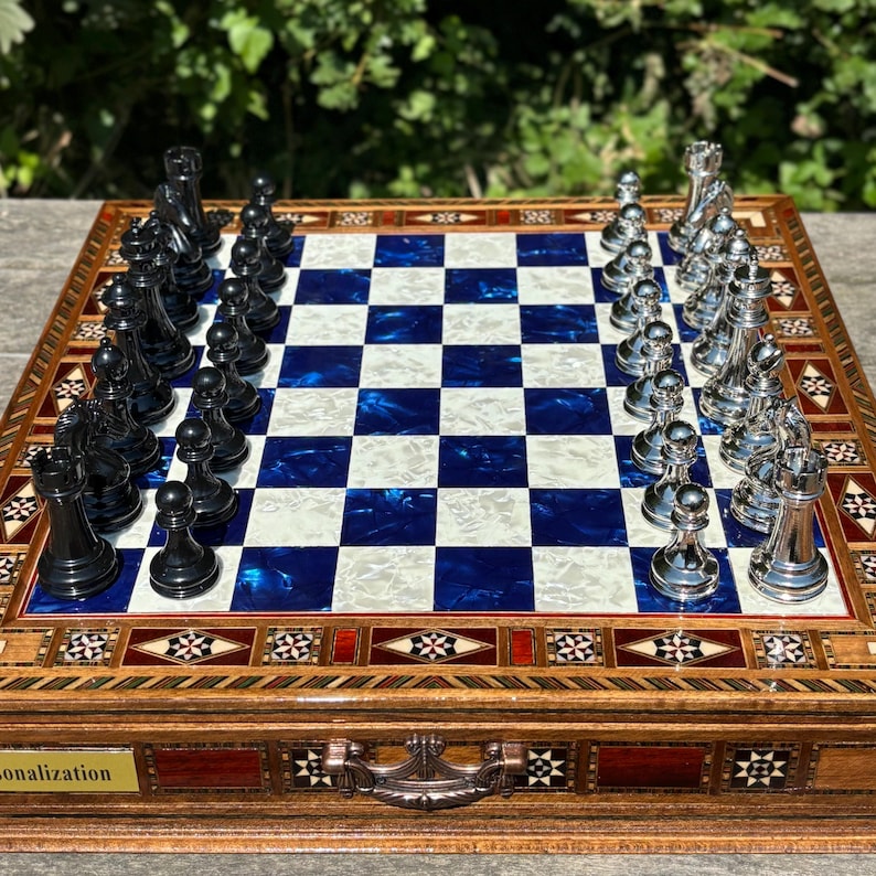 Custom Wooden Chess Set: Handmade Board With Personalized Engraving - Etsy