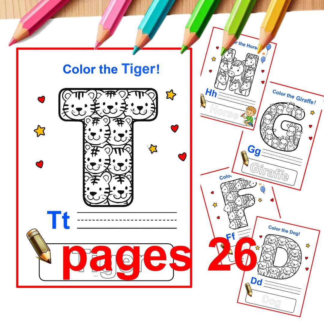 Animal Alphabet Coloring Pages A-Z | Cute ABC Animals Letters for Kids ...