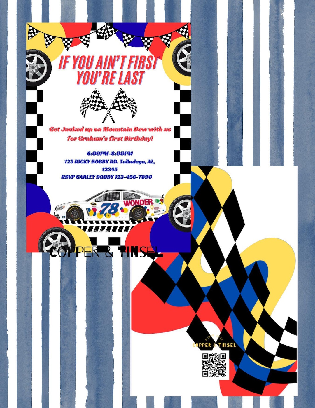 Ricky Bobby 1st Birthday Invitation: Talladega Nights Party (digital ...