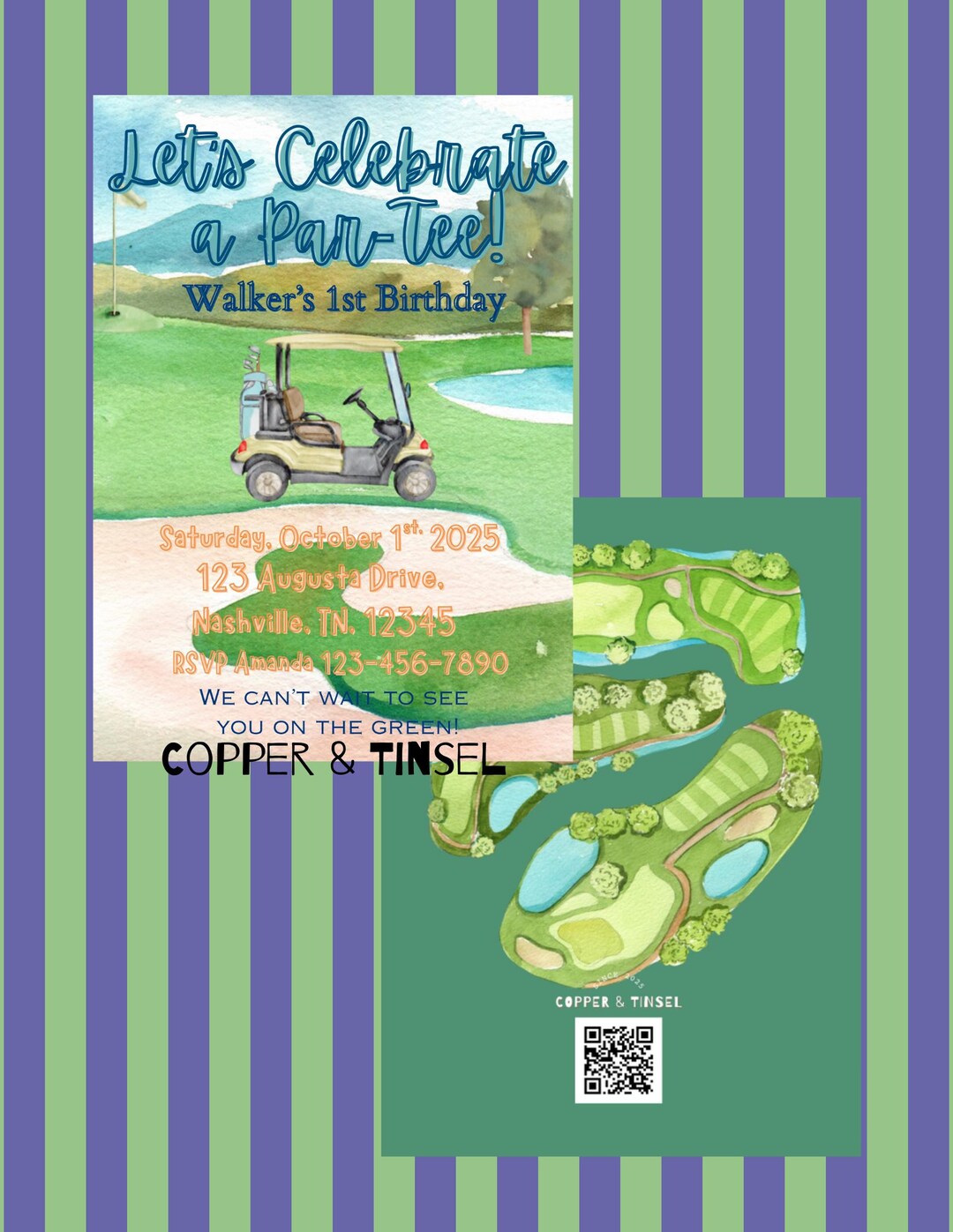 Golf Theme Invitation | First Birthday | Digital Download Only - Etsy