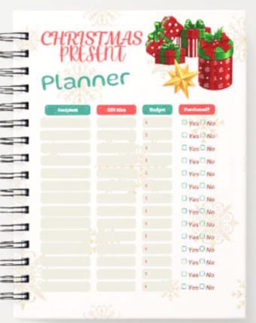 Printable Christmas Present Budget Planner - Etsy