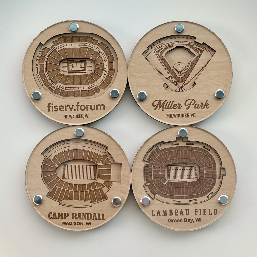 Wisconsin Sports Stadium Coasters - Etsy