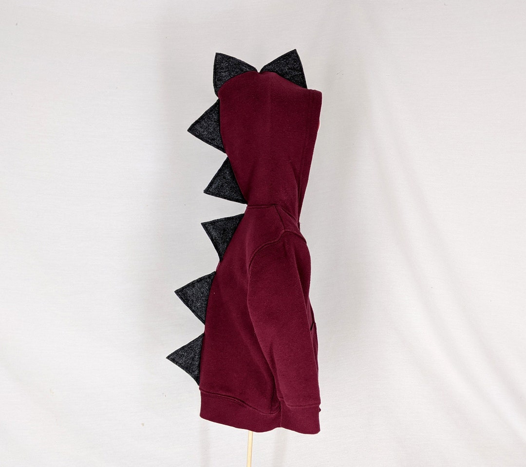 Maroon Dinosaur Hoodie With Dark Gray (or Any Color) Spikes - Etsy