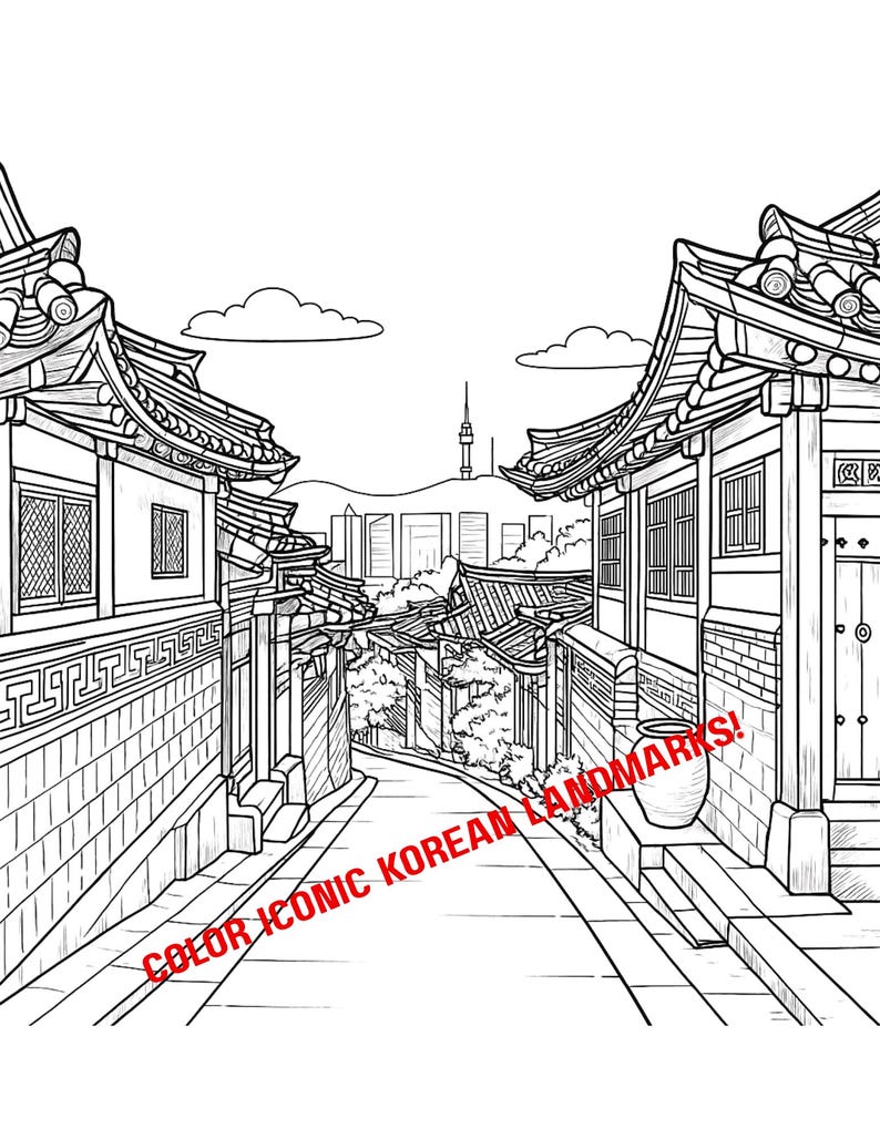 Vol 1. Korean Travel Coloring Book Pages - 40 Pages Printable PDF ...