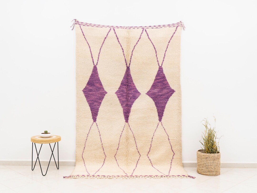 5x8 Ft-250x160 Cm Moroccan Handmade Purple Berber Wool Rug-abstract ...