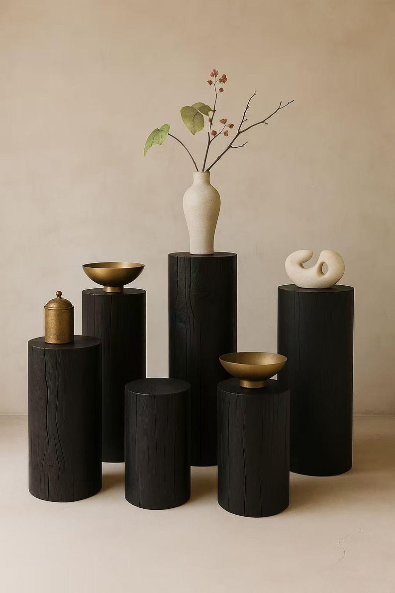 Solid Wood Pedestals – Wooden Block Sculpture Risers, Plant Stands ...