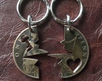 Steampunk YIN YANG Couple coin key chain set | Etsy