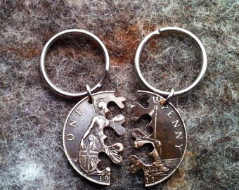 Steampunk YIN YANG Couple coin key chain set | Etsy