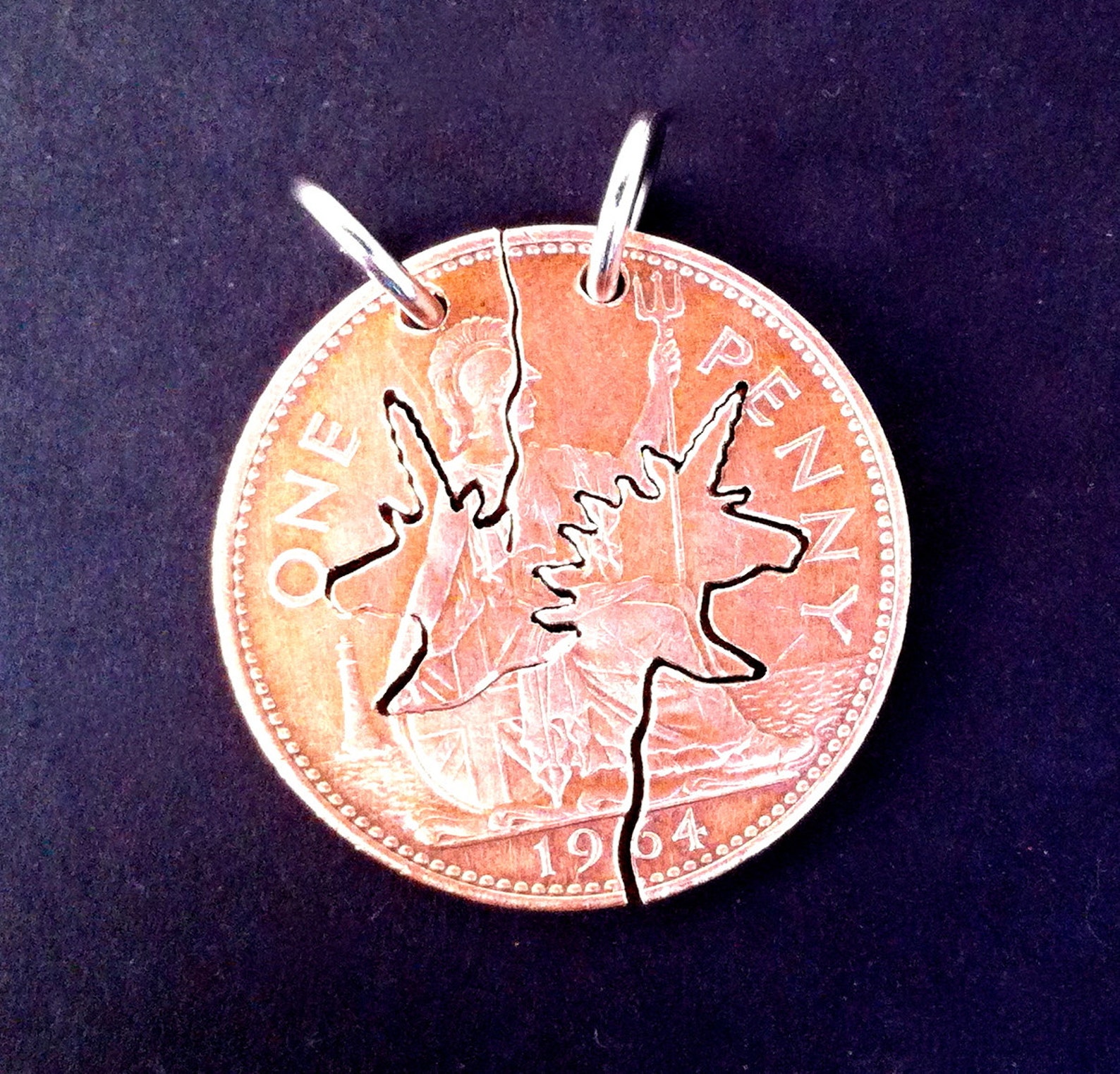 UNICORN LOVE interlocking COPPER Coin Set Necklace or - Etsy
