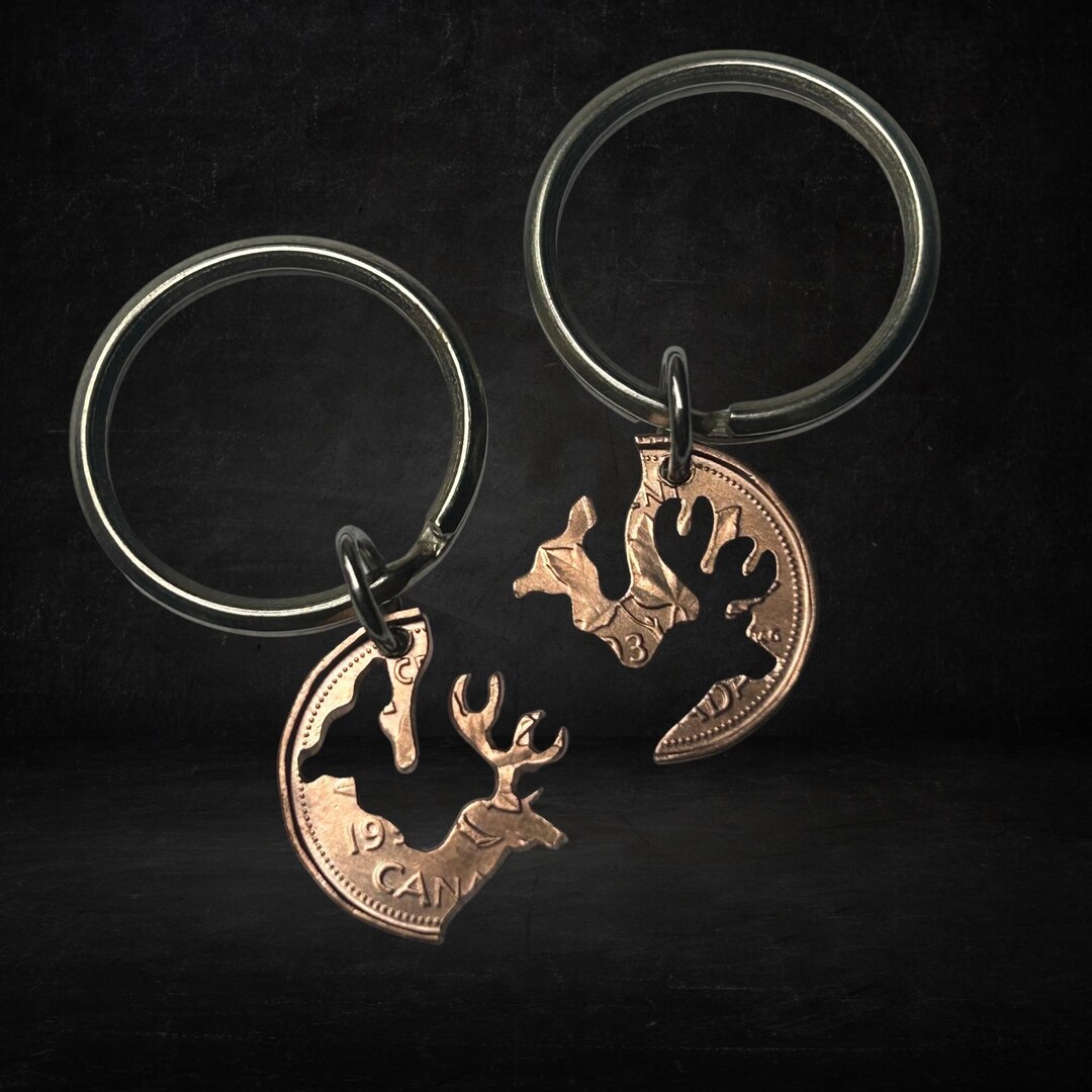 Broken Tokens Hand-carved Buck & Doe Coin Keychains and Necklaces ...