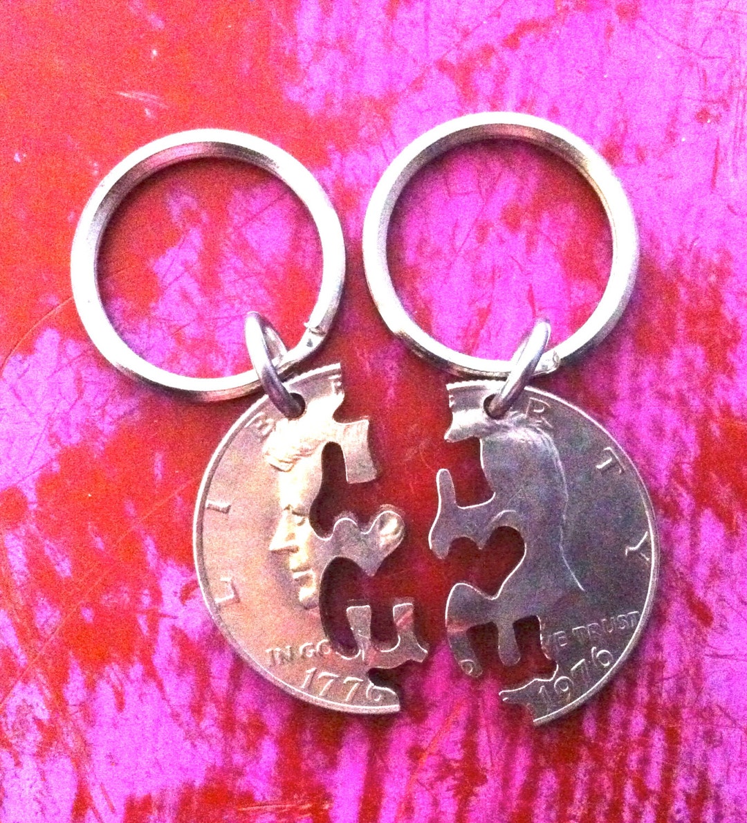 I Love U Interlocking Relationship LOVE Coin Key Chain or - Etsy
