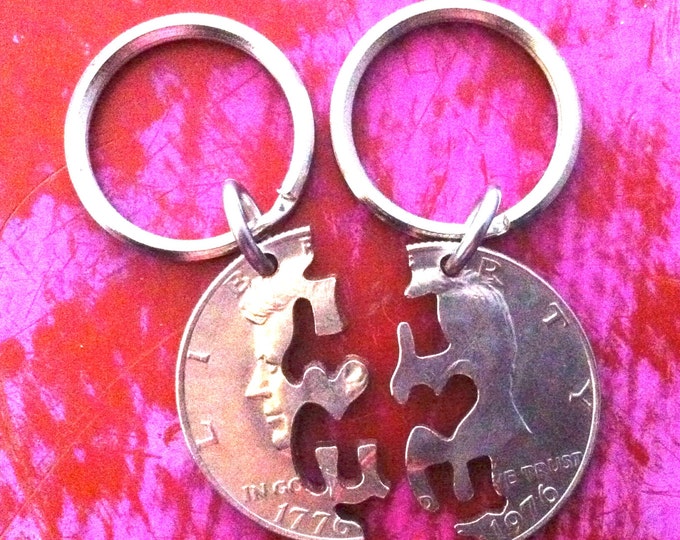 I Love U Interlocking Relationship LOVE Coin Key Chain or Couples ...