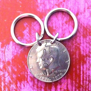 I Love U Interlocking Relationship LOVE Coin Key Chain or - Etsy