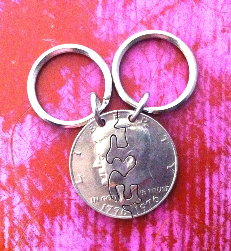 I love U Interlocking Relationship LOVE Coin Key Chain or | Etsy