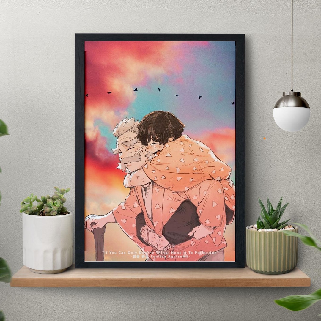 Demon Slayer Zenitsu Grandpa Poster Unframed | Jigoro Kuwajima Thunder ...
