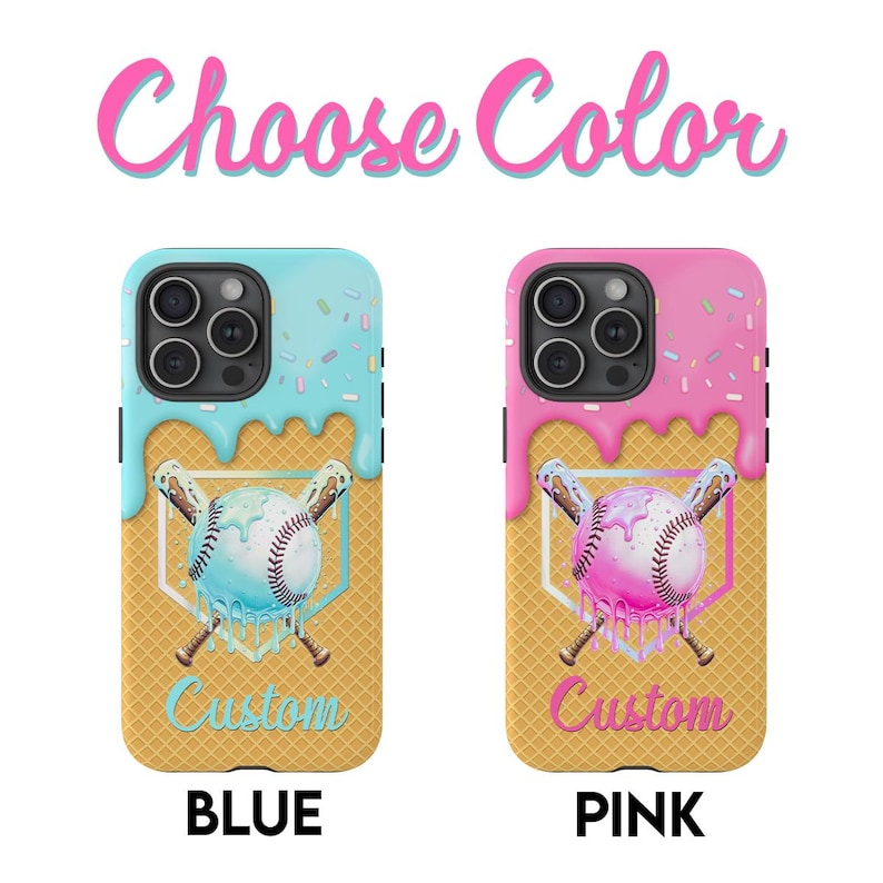 Personalized Baseball Drip Phone Case, iPhone 17 16 15 14 Samsung, Ice ...
