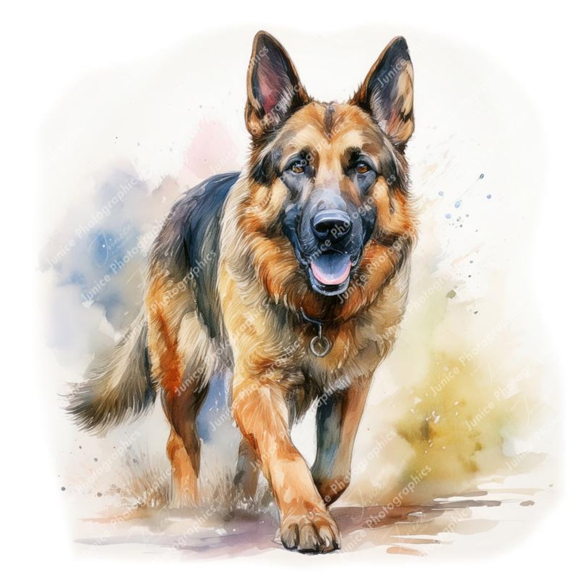 German Shepherd Dog Watercolor Clipart | Card Making (digital Download ...