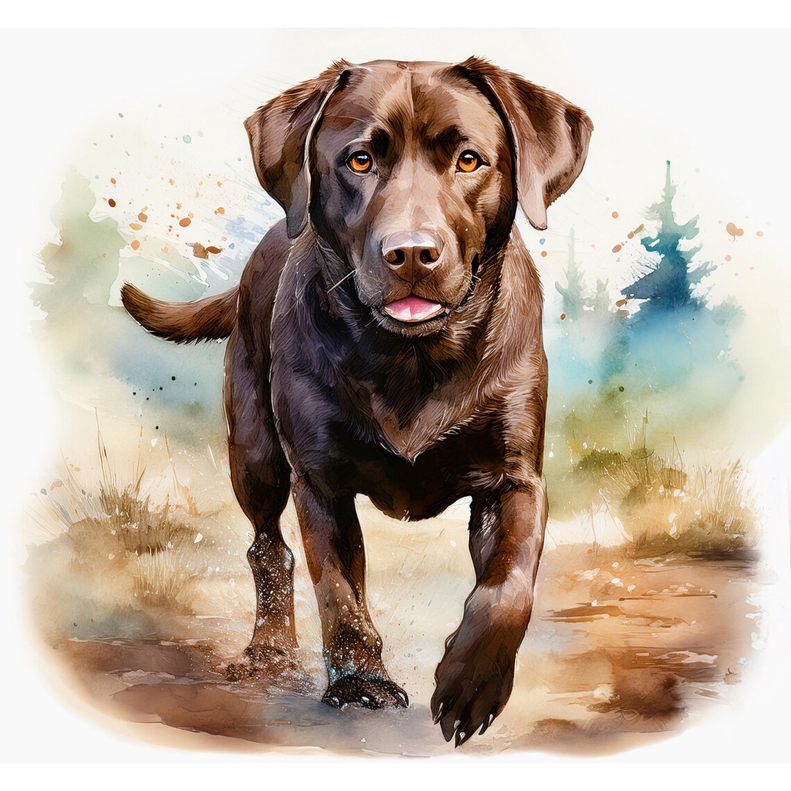 Labrador Retriever (chocolate) Dog Watercolor Clipart | Card Making ...