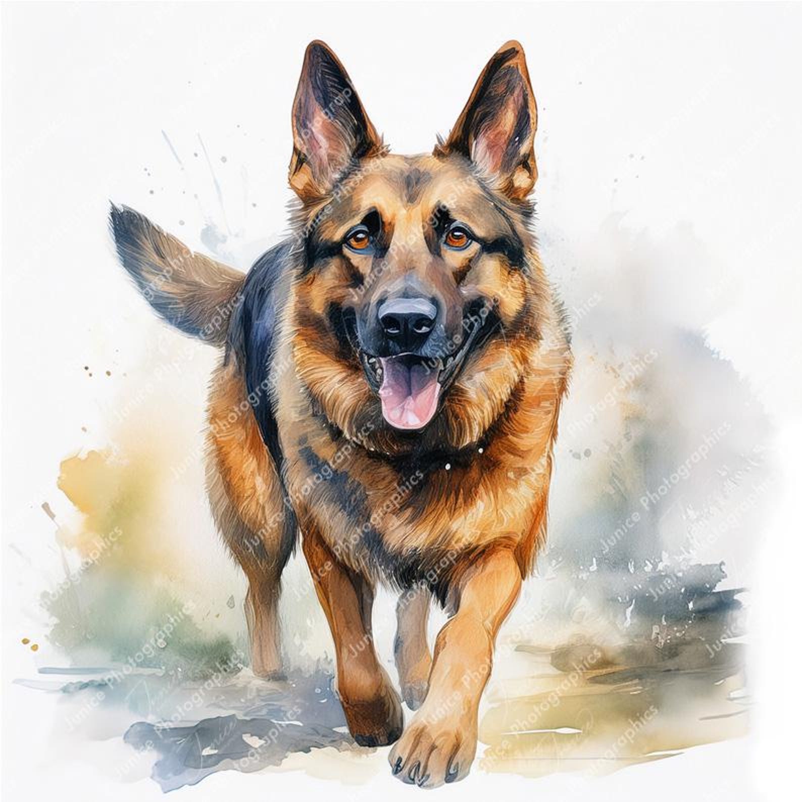 German Shepherd Dog Watercolor Clipart | Card Making (digital Download ...