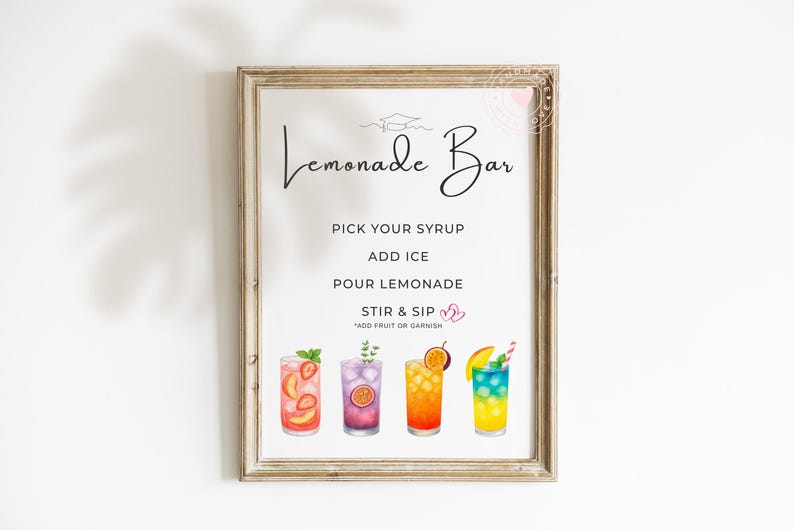 Graduation Lemonade Bar Sign | High School Grad Party Decor | Printable ...
