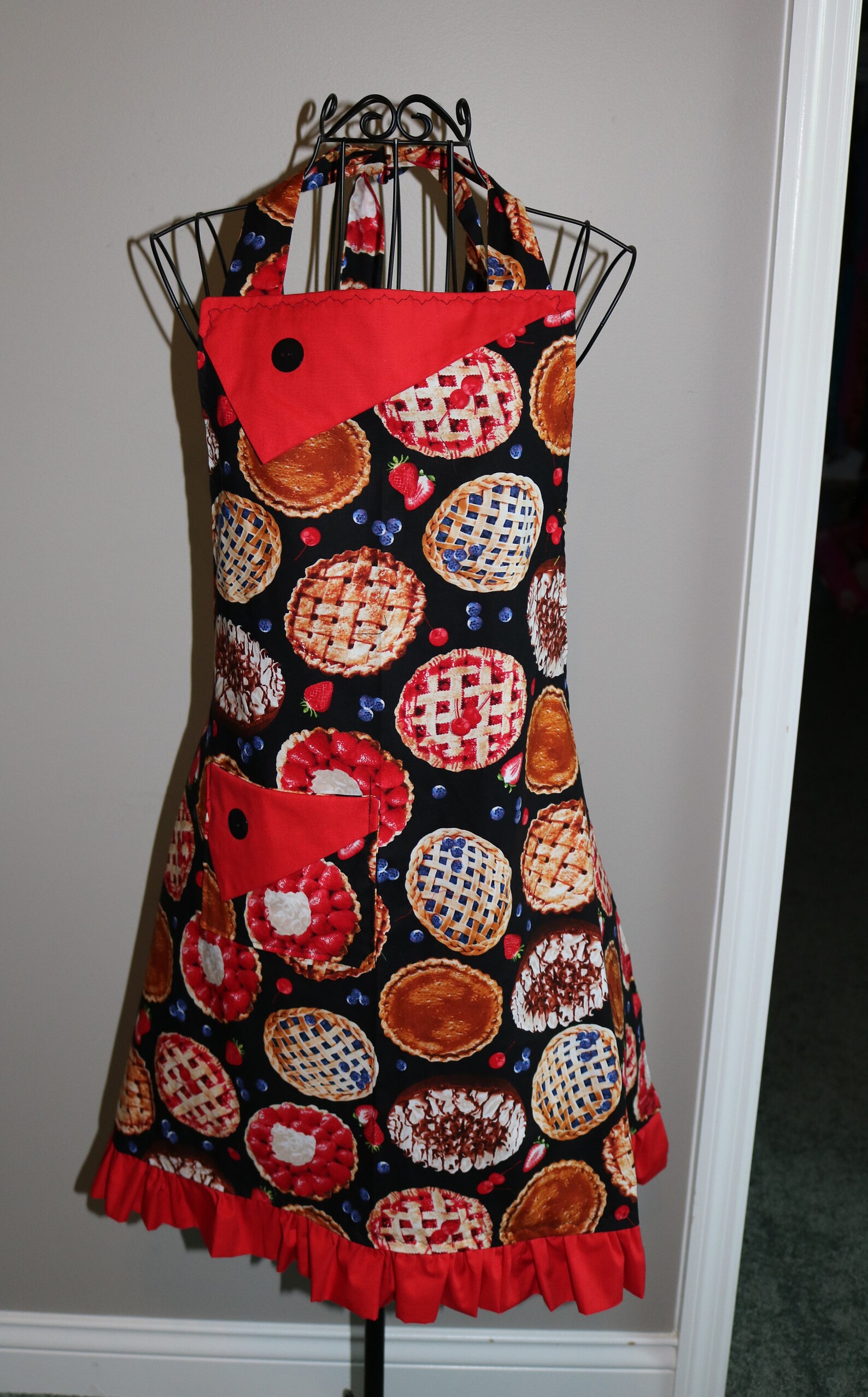 Bakery Fresh Pies - Women's Apron - Pocket -ruffle - Apple - Cherries ...