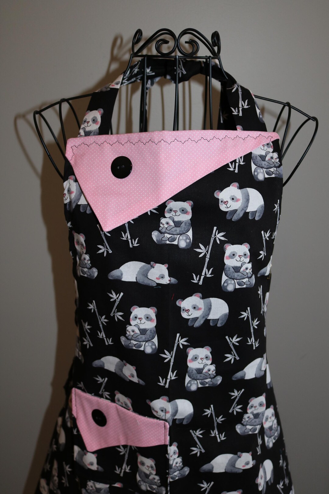 Cute Panda Bears - Women's Apron - Pocket - Ruffle - Bamboo - Polka ...
