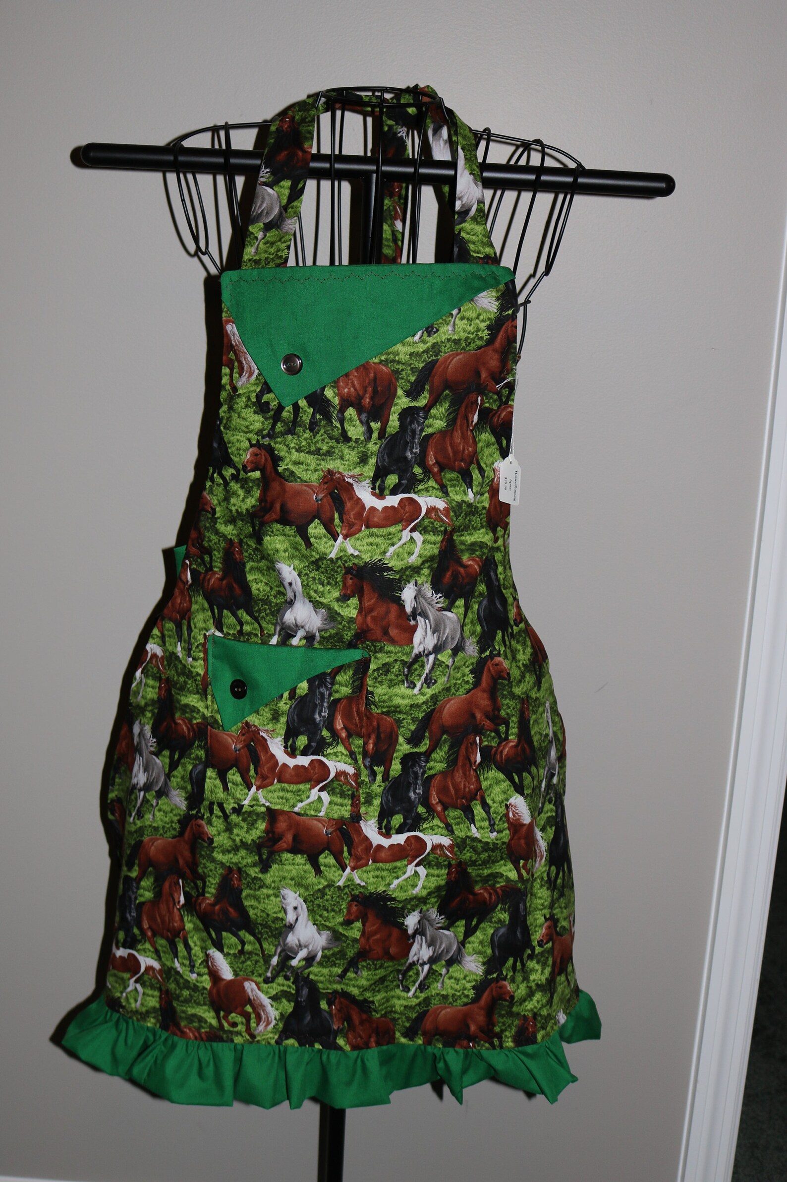 Running Horses Women's Apron Ruffle Pocket | Etsy