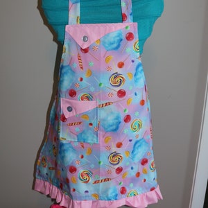 Cotton Candy and Lollipops - Girl's Apron - Pocket - Ruffle - Candy - Etsy