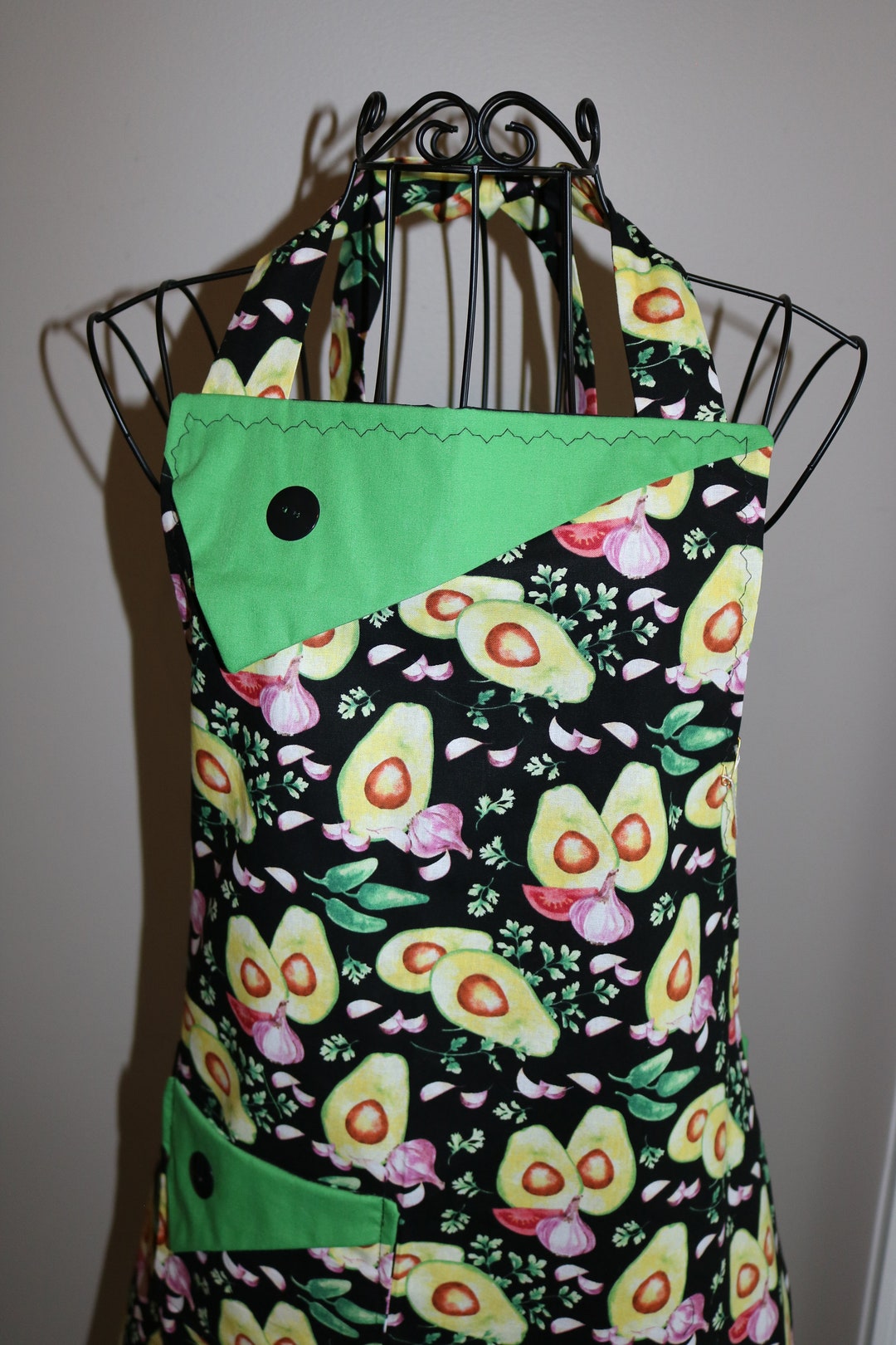 Avocados, Garlic and Tomatoes - Women's Apron - Pocket - Ruffle ...