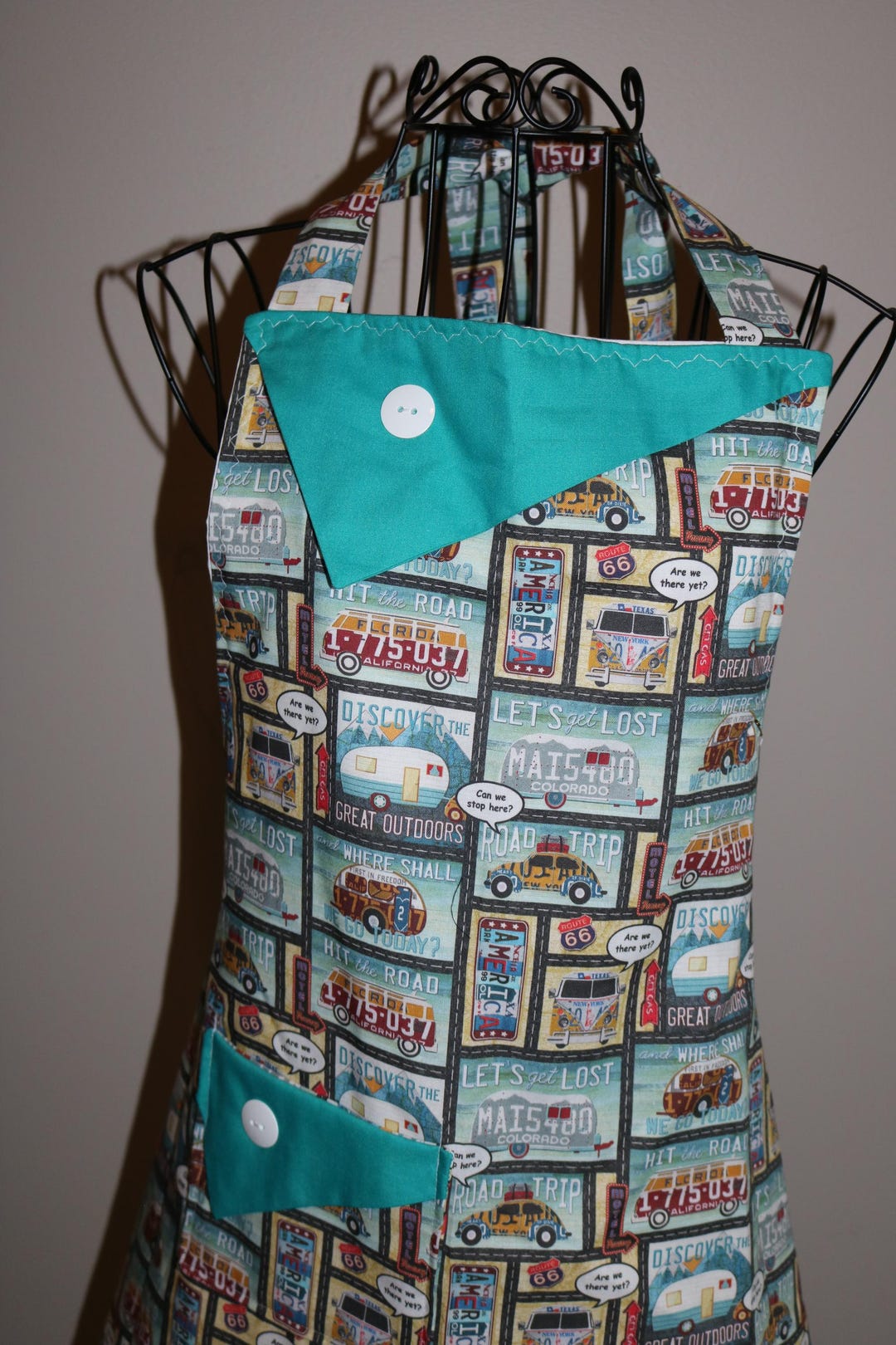 Route 66 Road Trip Women's Apron Pocket Ruffle Are We There yet License ...