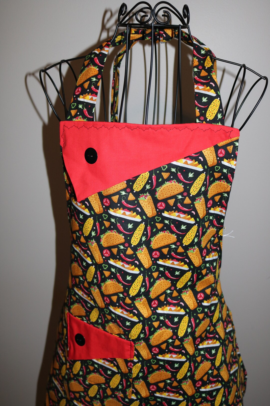 Mexican Food Fiesta - Women's Apron - Pocket - Ruffle - Tacos - Nachos ...