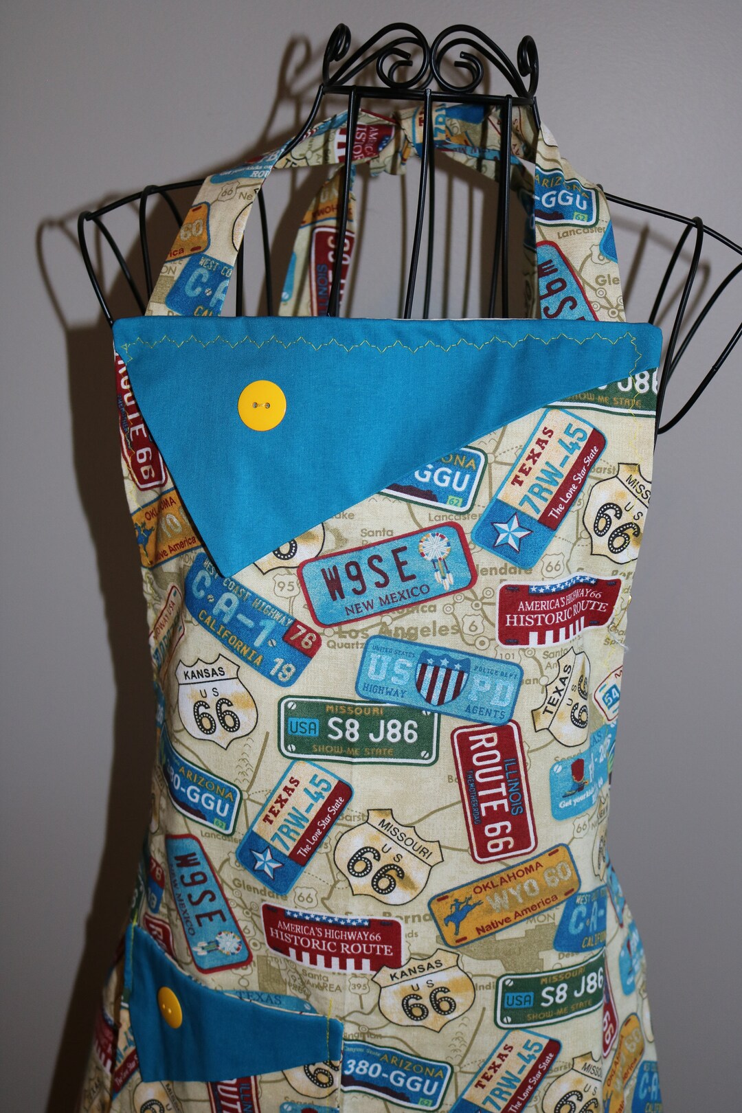 Route 66 - Women's Apron -pocket -ruffle -license Plates - Joplin ...