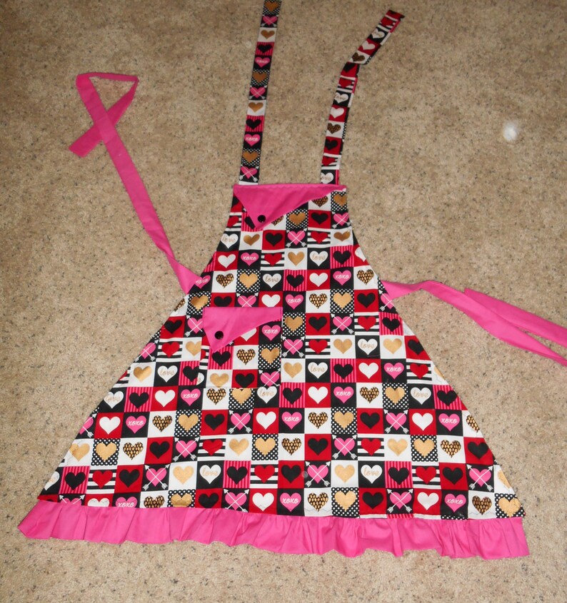 Gold Heart Squares Women's Apron pocket Ruffle Love | Etsy