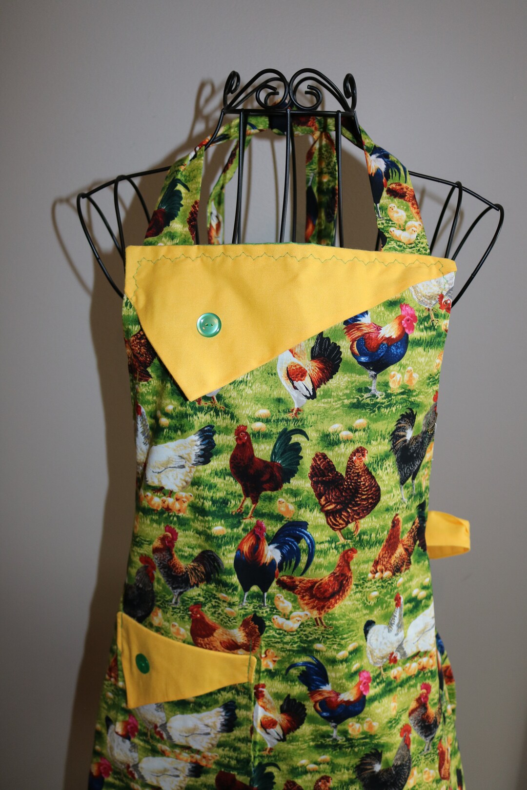 Roosters and Hens - Women's Apron - Ruffle - Pocket - Barn - Farm ...