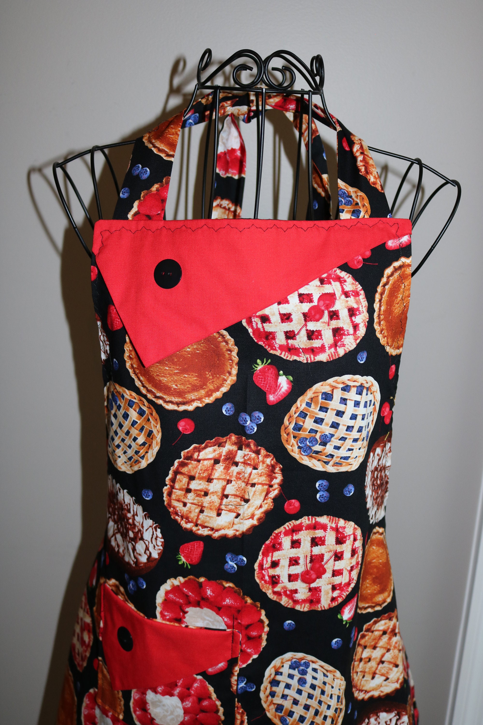 Bakery Fresh Pies - Women's Apron - Pocket -ruffle - Apple - Cherries ...