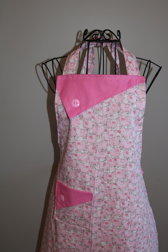 Cute Pink Pigs Women's Apron Pocket Ruffle Farmer | Etsy