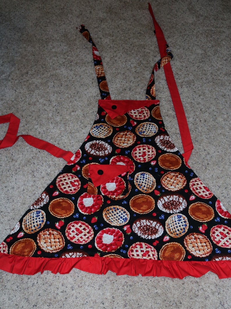 Bakery Fresh Pies - Women's Apron - Pocket -ruffle - Apple - Cherries ...