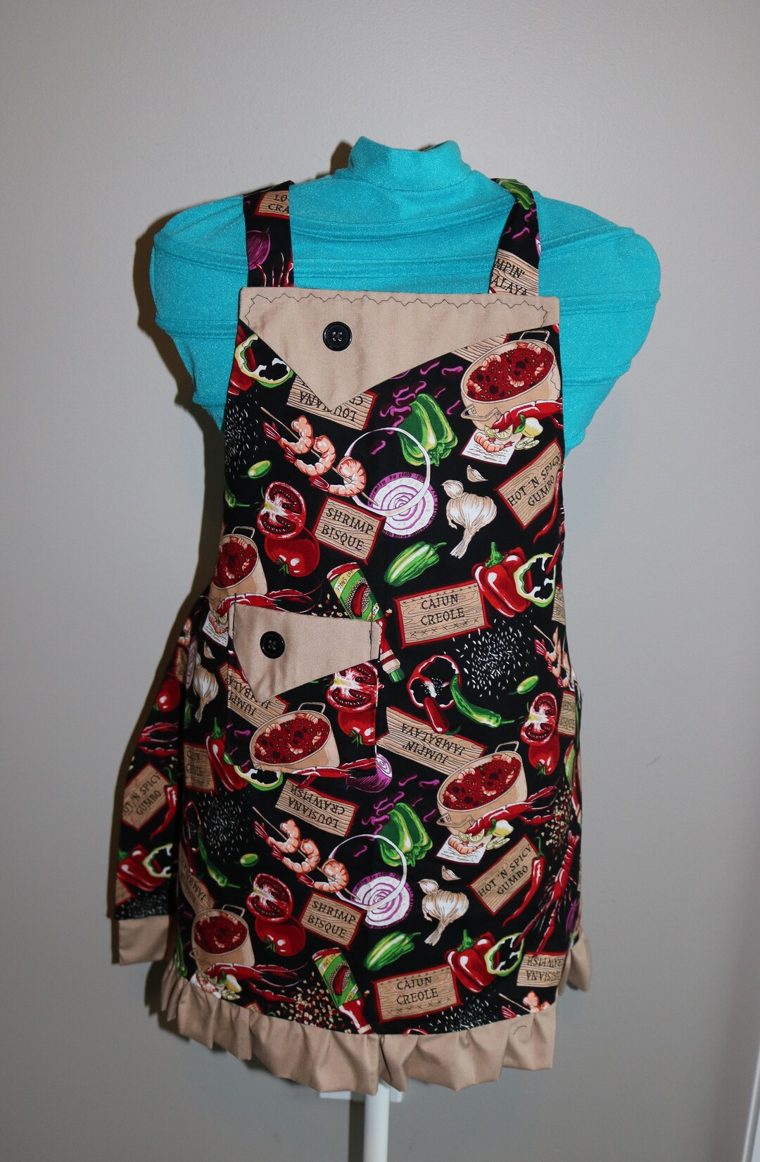 Seafood and Gumbo - Girl's Apron - Pocket - Ruffle - Cajun - Creole ...