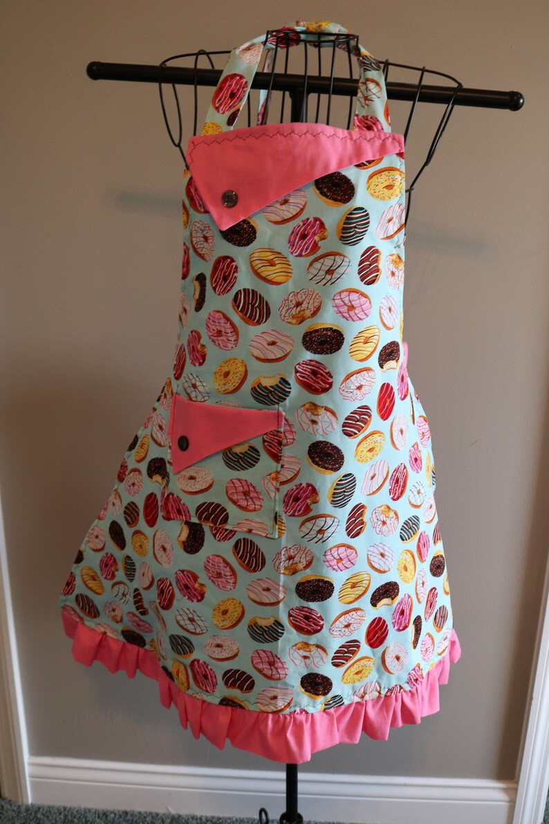 Donuts Women's Apron Sprinkles Pocket ruffle - Etsy