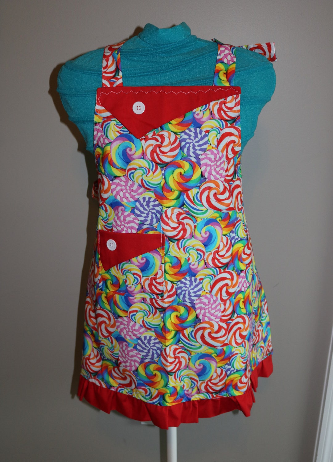 Lollipops and Candy - Girl's Apron - Pocket -ruffle - Sweets - Party - Etsy