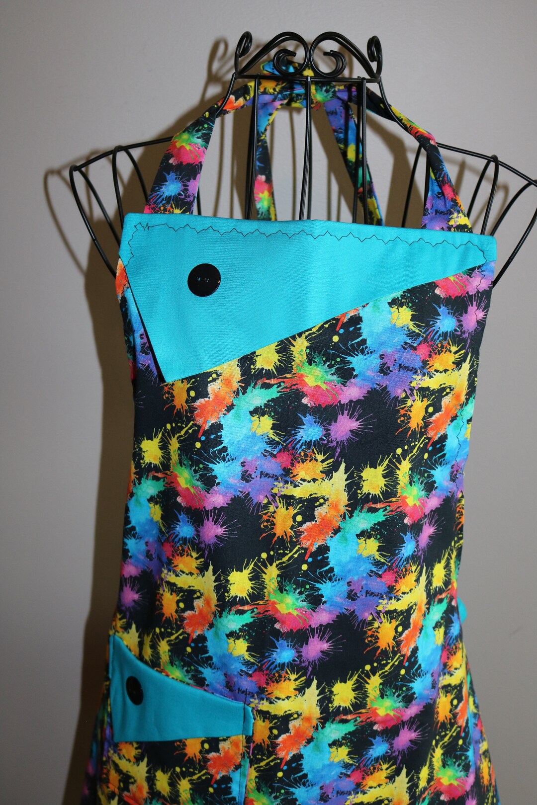 Paint Splatters on Black - Women's Apron - Pocket -ruffle - Artist ...