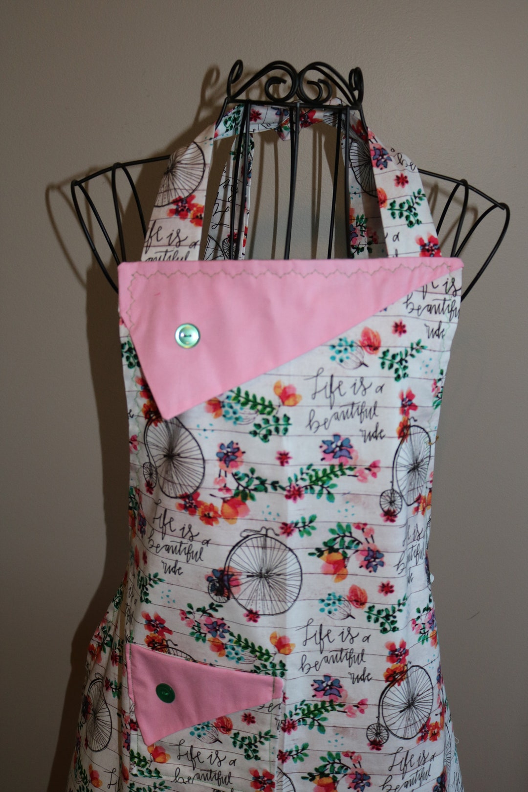Life is a Beautiful Ride With Bikes - Women's Apron - Pocket - Ruffle ...