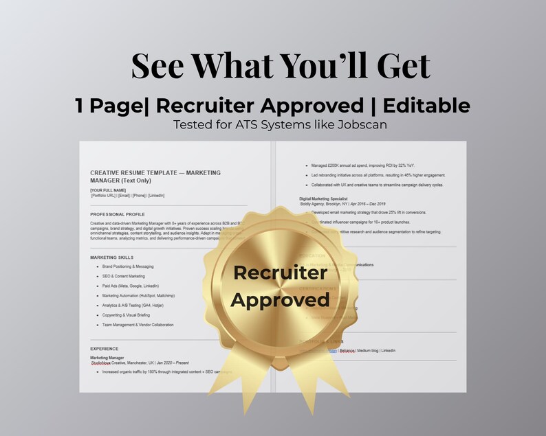 Executive Resume Template + Cover Letter | Formal + Professional | ATS ...