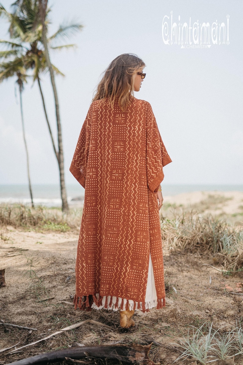 Long Boho Kimono Robe ∆ Raw Cotton Japanese Kimono Cardigan ∆ Goddess ...