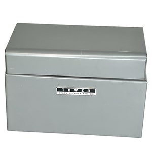 Vintage Metal File Box - Sears Tower Brand File Box - Index Card File ...