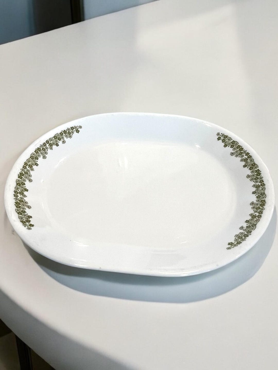 Vintage Corelle Spring Blossom Green Crazy Daisy Oval Serving Dish ...