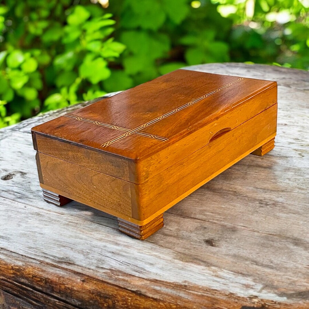 Vintage Wood Music Box Jewelry Box - DI Alpen Made Musical Jewelry Box ...
