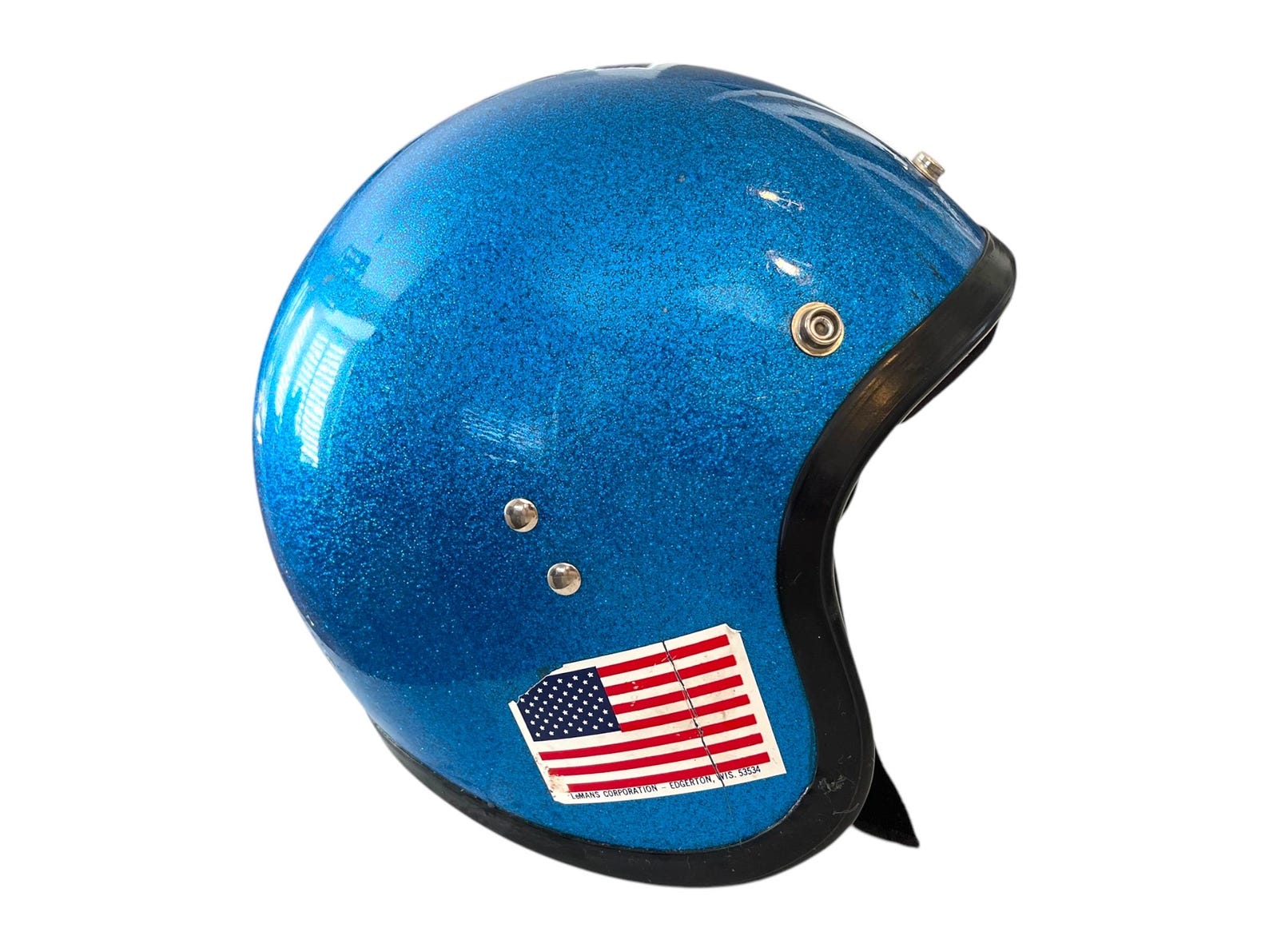 Vintage Motorcycle Helmet - Metal Flake Flared Style Motorcycle Helmet ...