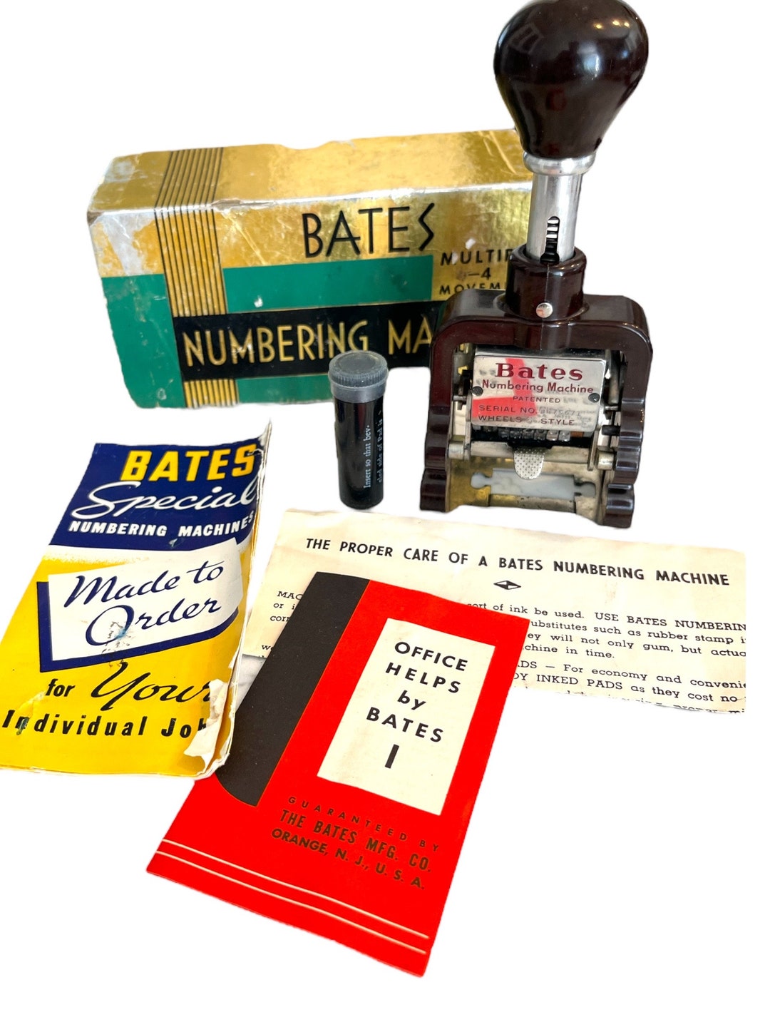 Vintage Bates Numbering Machine Lever Movement 6 Wheel Style E in ...