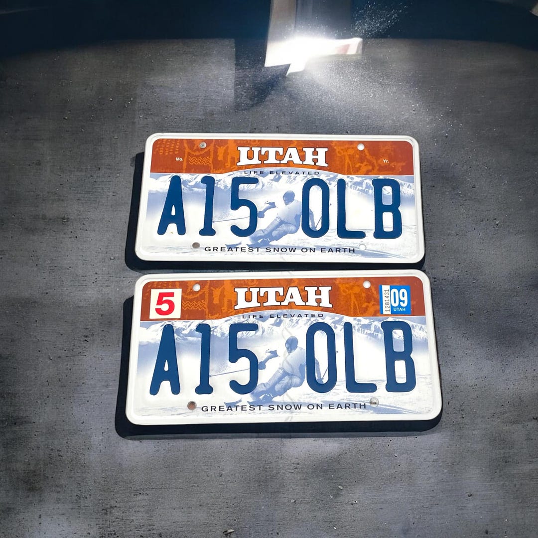 Vintage License Plate Matching Pair - Utah - Utah Life Elevated - Etsy